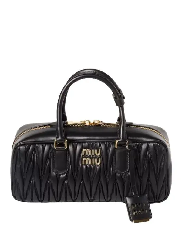 Miu Miu Arcadie Matelassé Nappa Leather Bag - Black