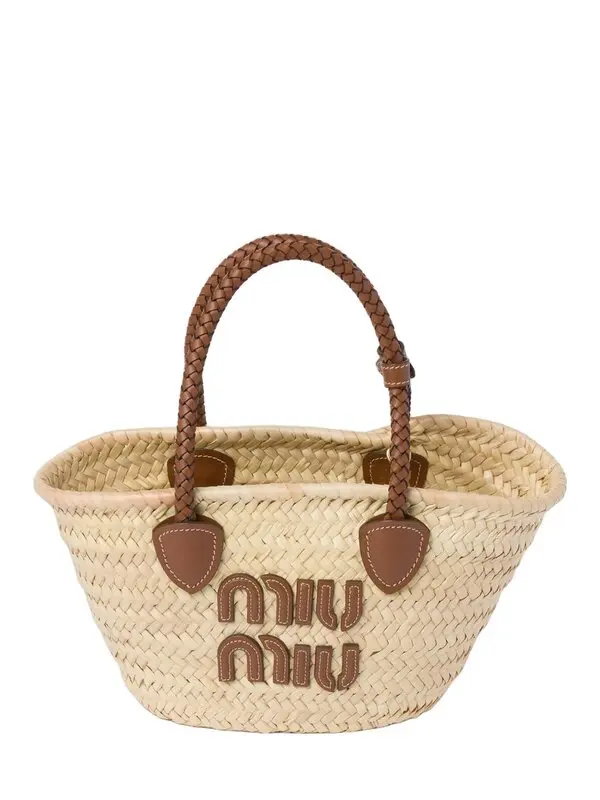 Miu Miu Woven Tote Bag - Beige/cognac