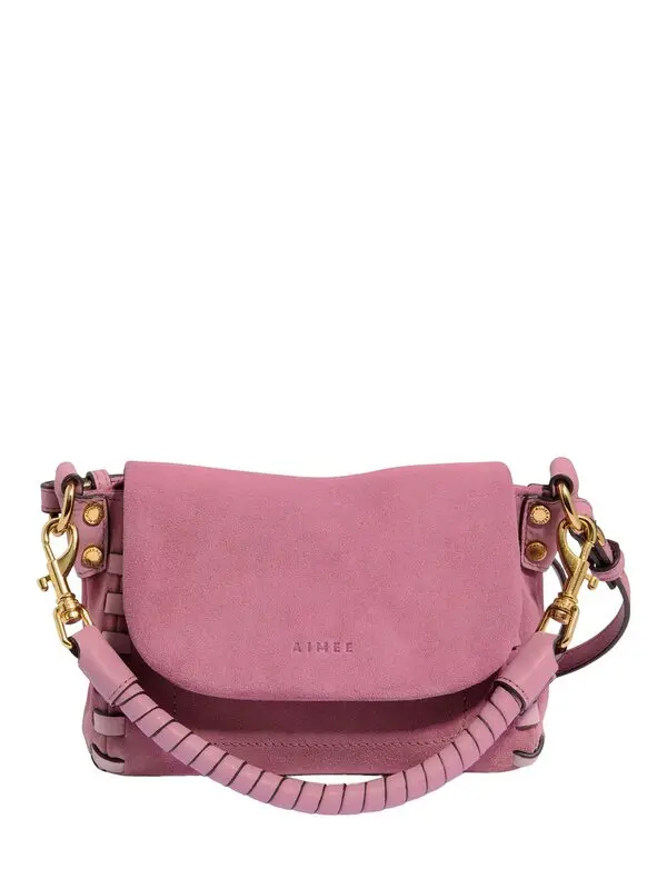 AIMEE Mini Zen Leather Crossbody Bag - Dusty Rose Suede