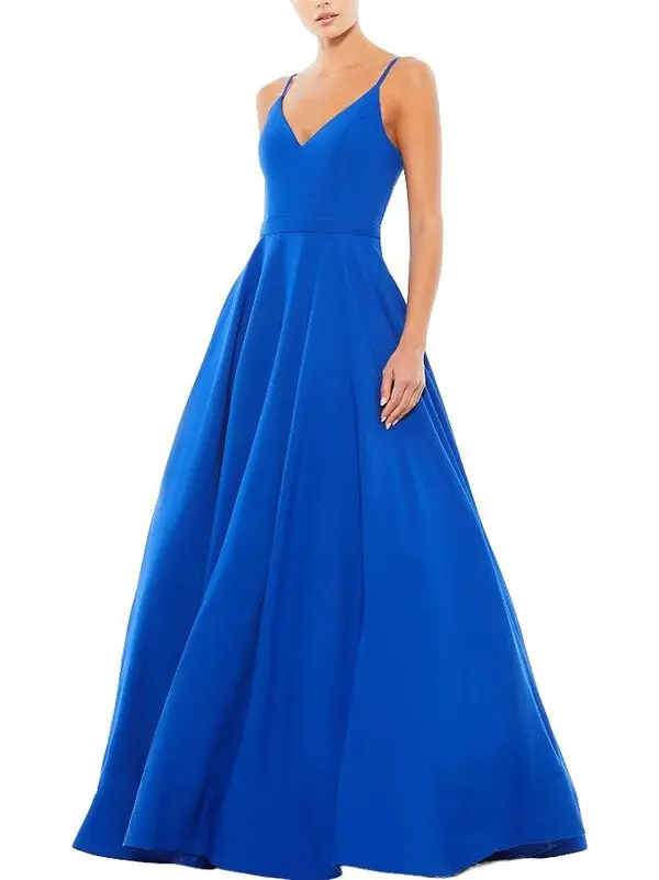 Mac Duggal Classic A-line V-neck Ballgown - Royal