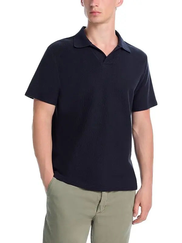 FRAME Jacquard Short Sleeve Open Collar Polo Shirt - Dark Navy