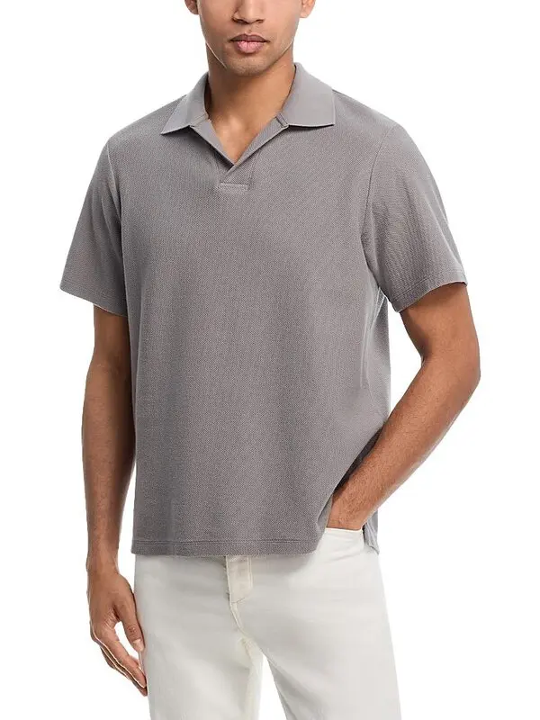 FRAME Jacquard Short Sleeve Open Collar Polo Shirt - Storm Gray