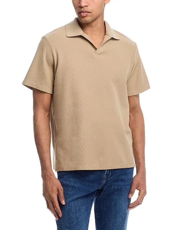 FRAME Jacquard Short Sleeve Open Collar Polo Shirt - Summer Beige