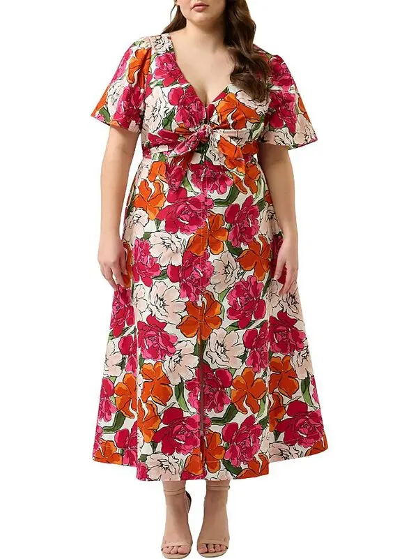 ESTELLE Nadja Midi Dress - Orange Print