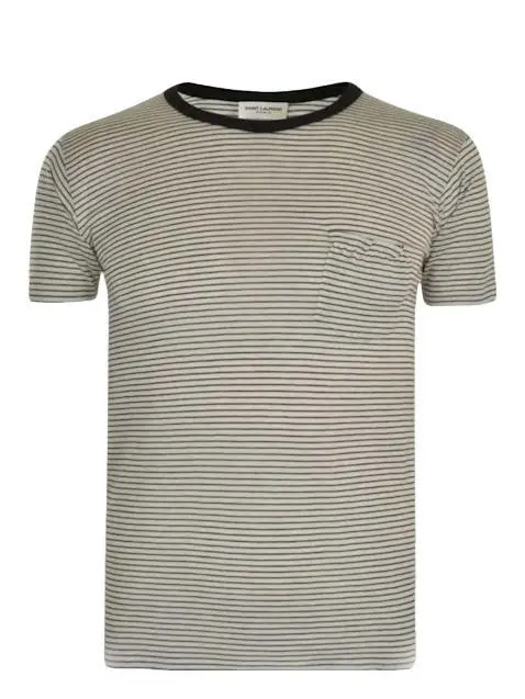 Saint Laurent Striped Pocket T-shirt - Natural/black