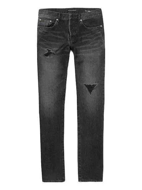 Saint Laurent Slim-fit Distressed Denim Jeans - Black