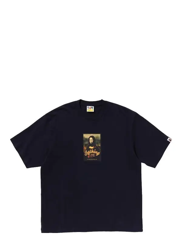 A BATHING APE Art Print Relaxed Fit Tee Shirt - Navy Blue