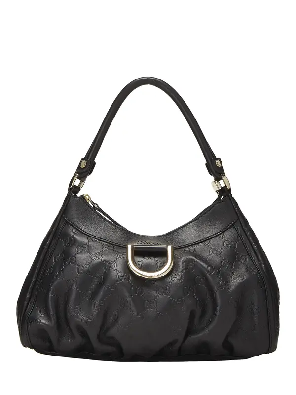 Gucci Guccissima D-ring Abbey Shoulder Bag - Black