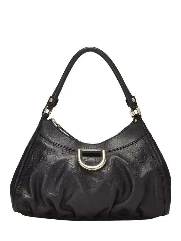Gucci Guccissima D-ring Abbey Shoulder Bag - Black