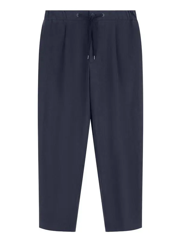 Giorgio Armani Single-pleat Linen-canvas Trousers - Blue