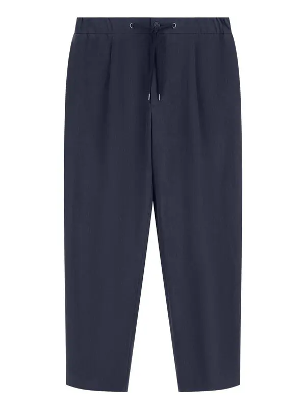 Giorgio Armani Single-pleat Linen-canvas Trousers - Blue