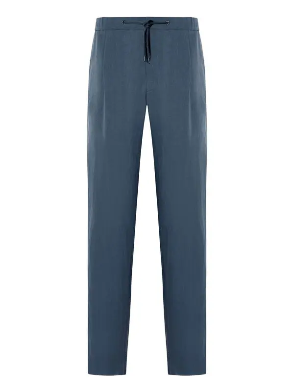Giorgio Armani Single-pleat Linen-canvas Trousers - Grey