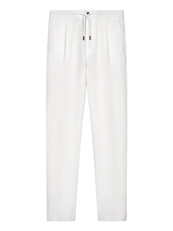 Giorgio Armani Single-pleat Linen-canvas Trousers - White