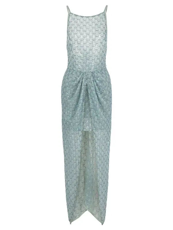Giorgio Armani Embroidered Tulle Long Dress - Patterned