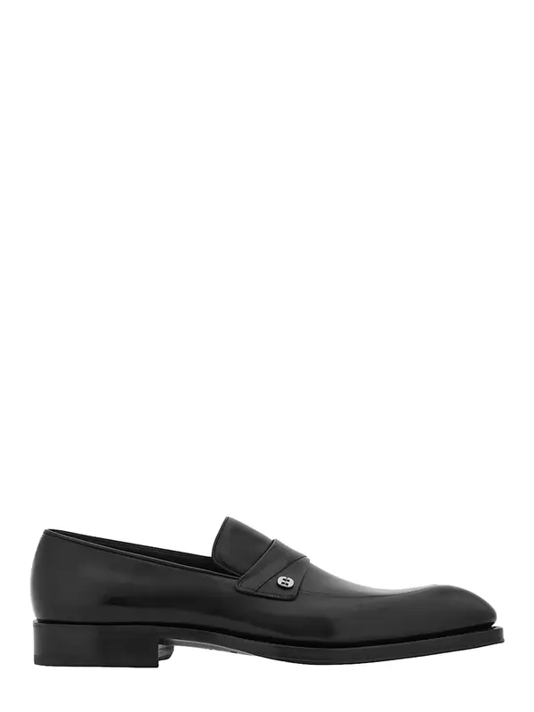 FERRAGAMO Cantore Tramezza Calfskin Penny Loafers - Black