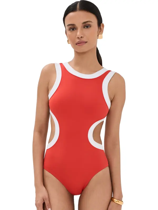 Staud Dolce One-piece - Red/white