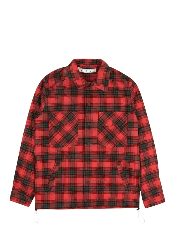 Off-White Stencil Check Coach Jacket - Red