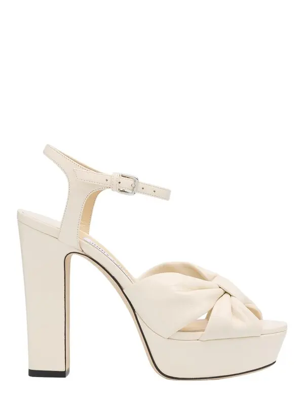 JIMMY CHOO Heloise Leather Platform Sandals - White