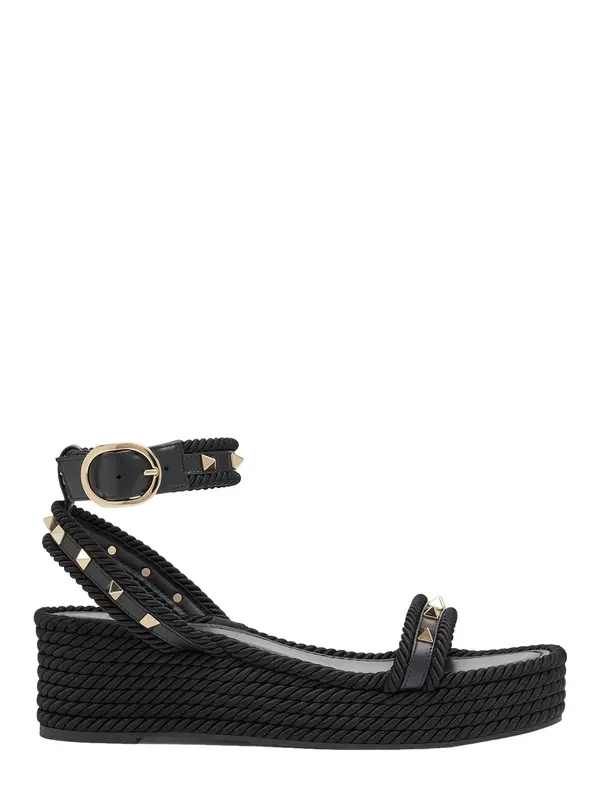 Valentino Garavani Rockstud Espadrille Sandals - Nero