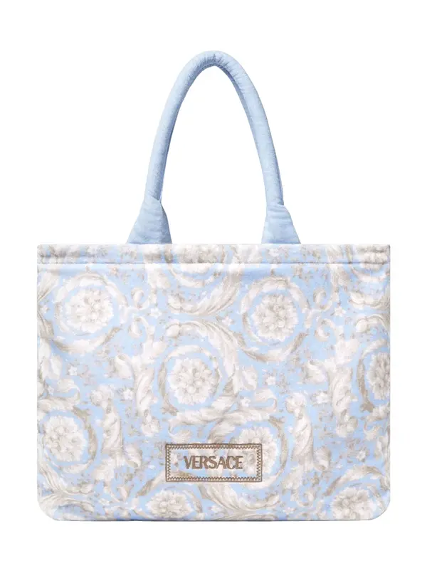 Versace Barocco Terry Towelling Tote - Blue
