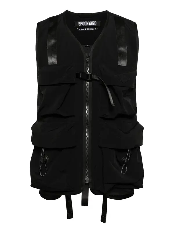 SPOONYARD Logo-appliquéd Ripstop Waistcoat - Black