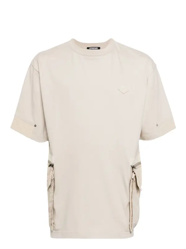 SPOONYARD Detachable-pocket Cotton T-shirt - Neutrals