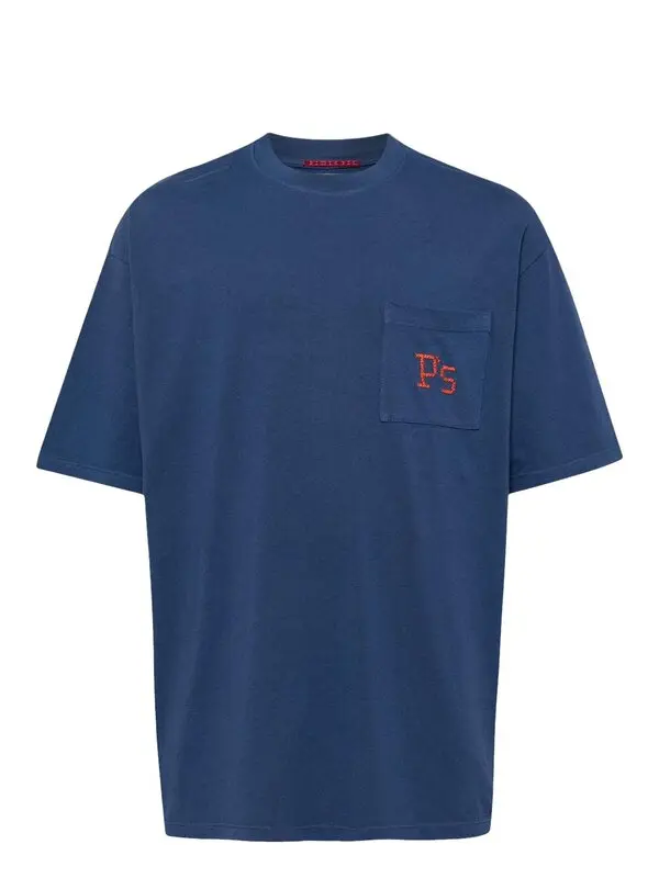President's Logo-embroidered Cotton T-shirt - Blue
