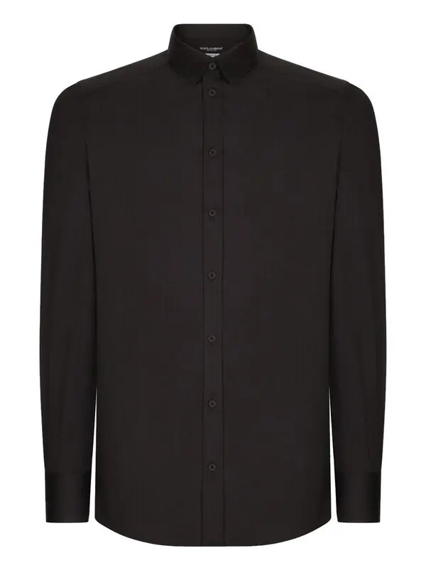 Dolce & Gabbana Long-sleeve Stretch-cotton Shirt - Black