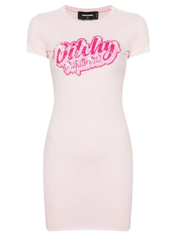 Dsquared2 Logo-print Mini Dress - Pink