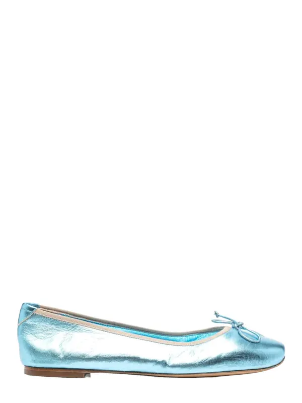 Casadei Metallic Leather Ballerina Shoes - Blue
