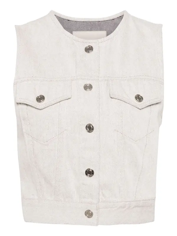 SYSTEM Collarless Denim Vest - Grey