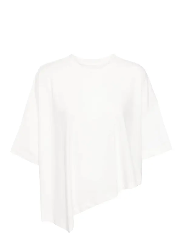 SYSTEM Asymmetric Drop-shoulder T-shirt - White