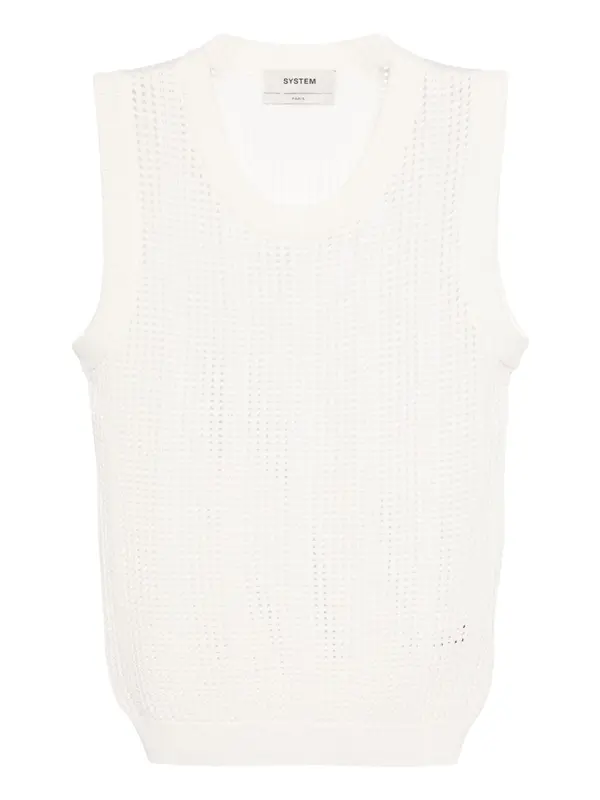 SYSTEM Round-neck Open-knit Tank Top - White
