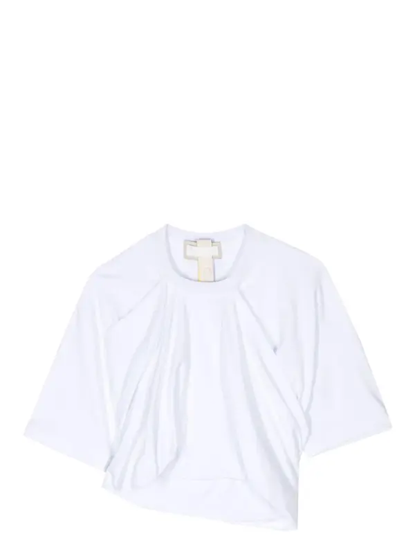 LITKOVSKA Draped Cotton T-shirt - White
