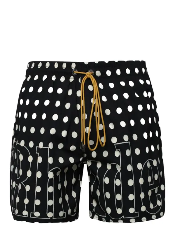 Rhude Polka-dot Logo-print Swim Shorts - Black