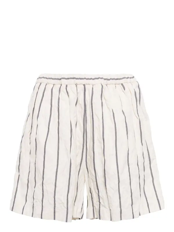 FORME D'EXPRESSION Crinkled Striped Shorts - White