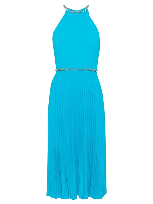 NISSA Pleated Midi Dress - Blue