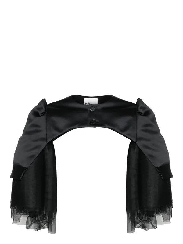 Noir Kei Ninomiya Tulle-inserts Cropped Jacket - Black