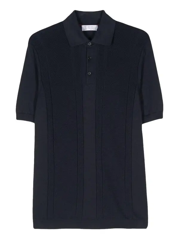 Brunello Cucinelli Knitted Polo Shirt - Blue