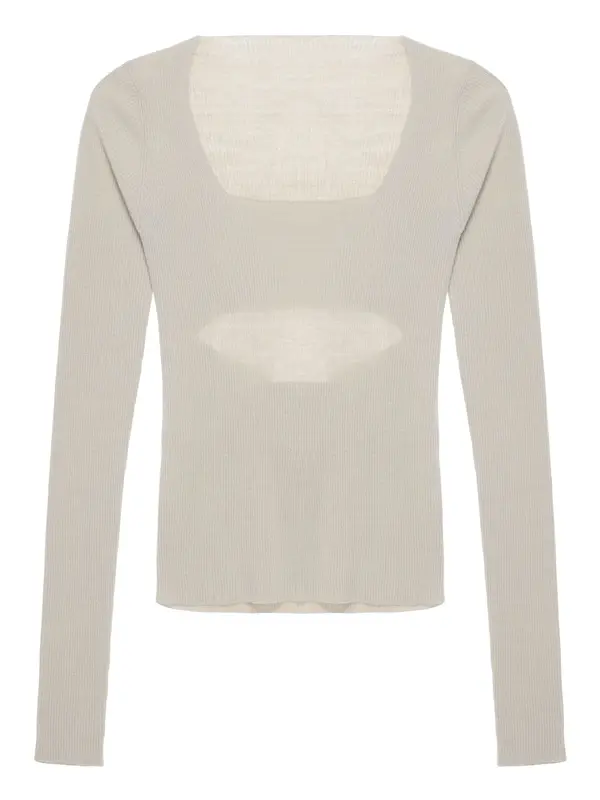 QUIRA Long-sleeve Ribbed-knit Top - Neutrals