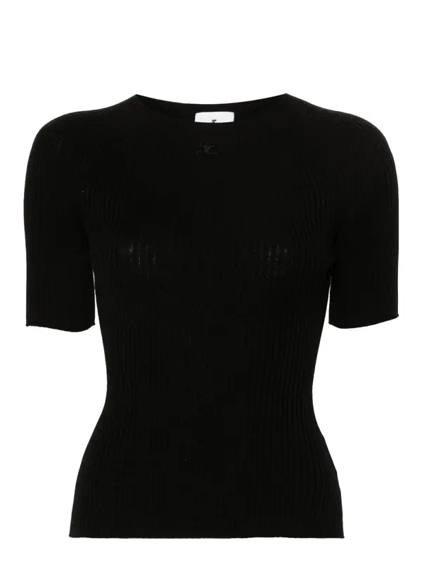 COURREGES Ribbed Knit Sweater - Black