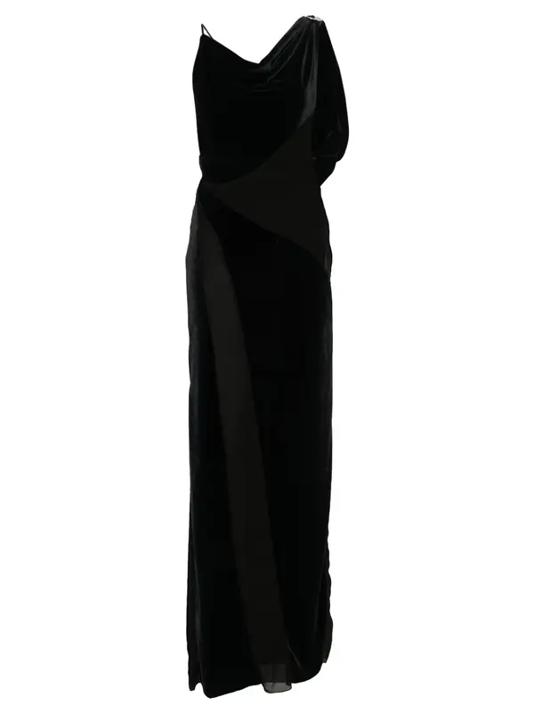 Coperni Logo-plaque Panelled Maxi Dress - Black
