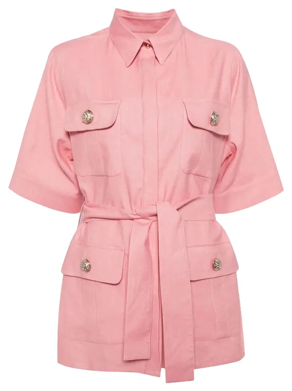 Elie Saab Gabardine Shirt Dress - Pink