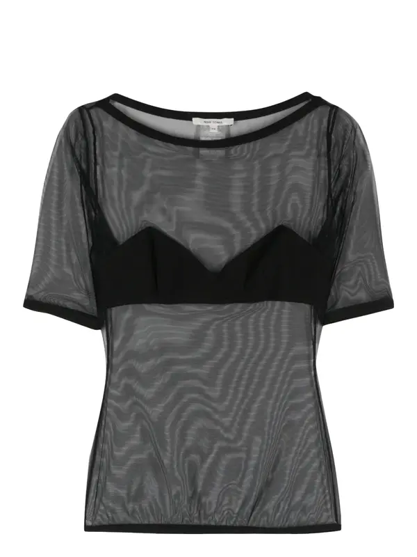 NENSI DOJAKA Bra-effect Panel Mesh T-shirt - Black