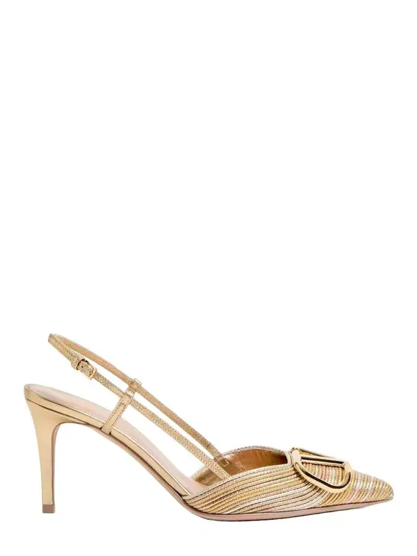 Valentino Garavani 80mm Vlogo Signature Slingback Pumps - Gold