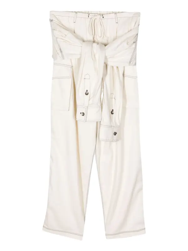 ACT Nº1 Tied-waist Cargo Trousers - White