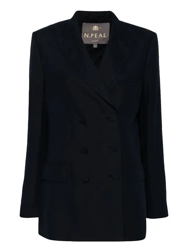 N.peal Ava Double-breasted Linen Blazer - Blue