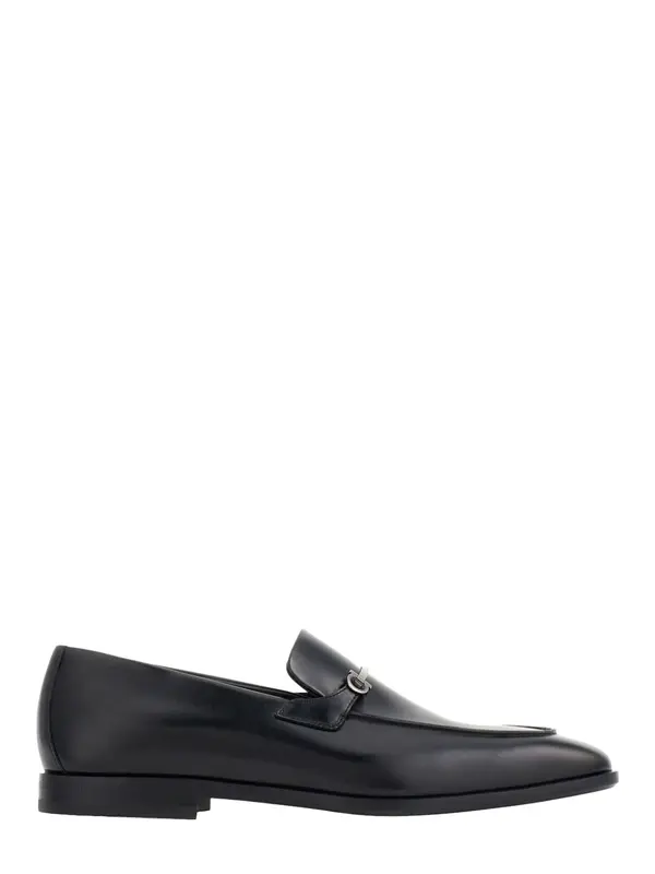 FERRAGAMO Gancini Charm Leather Loafers - Black