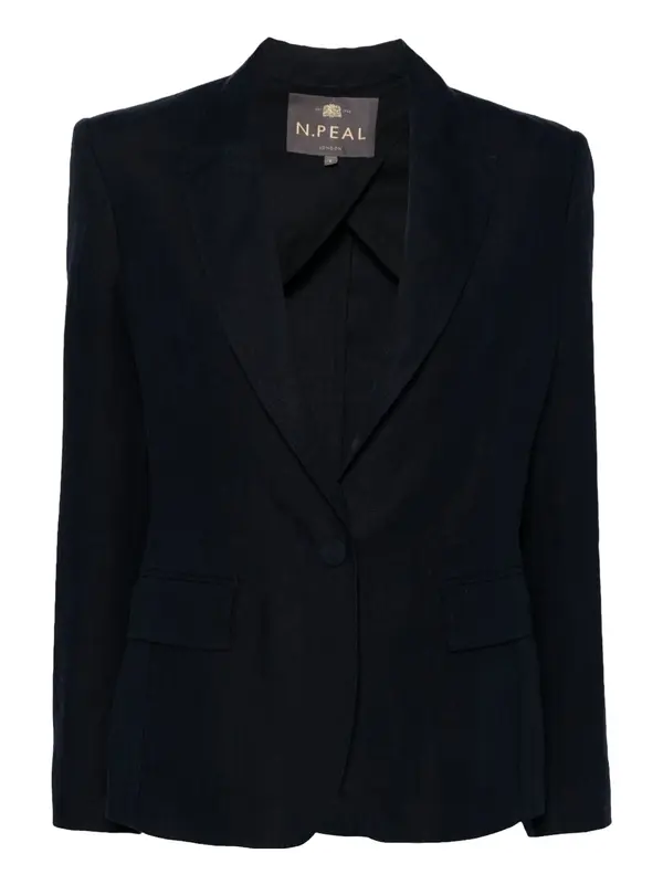 N.peal Chloe Linen Peak-lapel Blazer - Blue