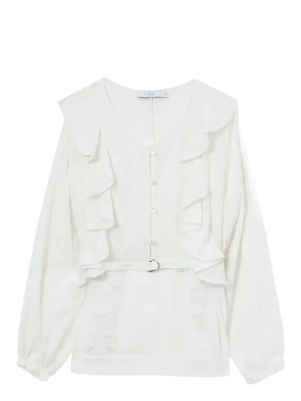 IRO PARIS Ruffle-detail Cotton Blouse - White